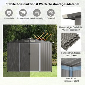 Costway Velká kůlna na nářadí se základnou a dvojitými dveřmi a rampou světle