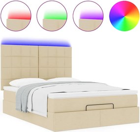 Osmanský rám postele s matrací krémově 140x200cm textil 3314015