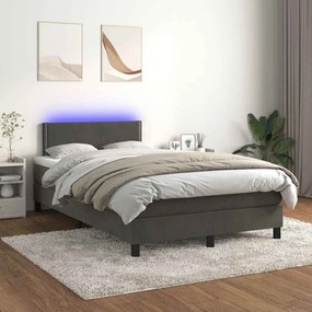 Box spring postel s matrací a LED tmavě šedá 120 x 190 cm samet 3270148