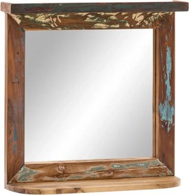 furniture-nabytek.cz - Masivní koupelnové zrcadlo Samira z recyklovaného tvrdého dřeva, lakované, hnědé – 57×15×62 cm
