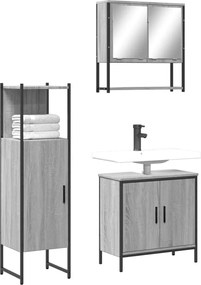 vidaXL 3dílný set koupelnového nábytku kompozitní dřevo [3214703] Barva: šedá sonoma