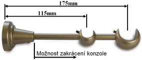 GARNÝŽE-HEBR Garnýž Žezlo zlatá antik dvojitá 190 cm