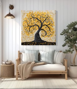 Obraz na plátně - Strom života Zlatavé lístky FeelHappy.cz Velikost obrazu: 80 x 80 cm