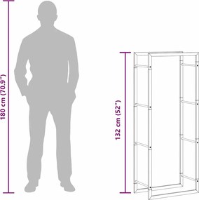 vidaXL Stojan na palivové dřevo matný 50x28x132 cm ocel [350306] Barva: Černá