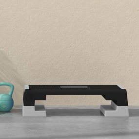 SPORTNOW Nastavitelný výškový steper s odnímatelnými schůdky a protiskluzovou základnou, aerobní schod v ABS, 97x36x15/20/25 cm, Šedá