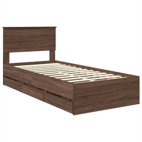 Rám postele se zásuvkou Hnědý dub 75 x 190 cm Inženýrské dřevo 3408039