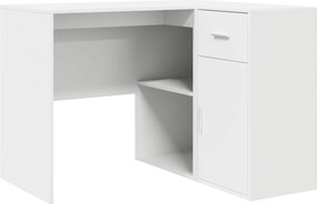Rohový psací stůl se zásuvkou s policí Bílá 102 x 88 x 75 cm 3337273