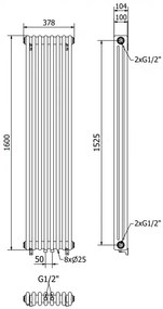Mexen Denver designový radiátor 1600 x 378 mm, 1487 W, Bílá - W215-1600-378-00-20
