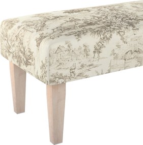 Dlouhá lavička 100x40cm barva hnědá látka vzorované