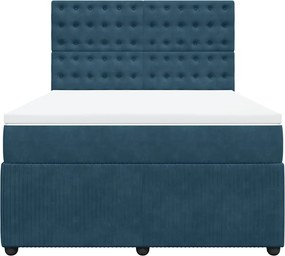 Box spring postel s matrací modrá 140 x 190 cm samet 3294650