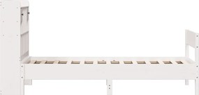 Postel s knihovnou bez matrace bílá 75x190 cm masivní borovice 3323051