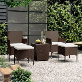 5dílný zahradní bistro set polyratan a tvrzené sklo hnědý 3058371