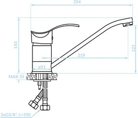 Kuchinox Argo, stojánková dřezová baterie, chromová, LAV-BKA_060D