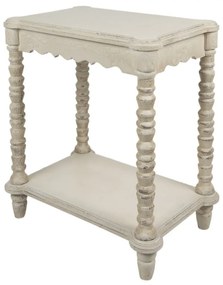 Vintage krémový odkládací stolek Zdenek s patinou – 60x40x70 cm