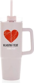 Personalizovaná cestovní termoska s průhledným víčkem - Dvě místa, jedno srdce