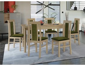 Rozkládací stůl se 6 židlemi - AL34, Barva dřeva: sonoma, Potah: Zetta 297