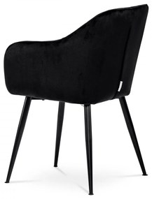 Jídelní židle, potah černá matná sametová látka, kovové nohy, černý matný lak PIKA BK4