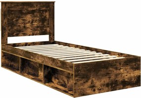 Rám postele s čelo Kouřový dub 75 x 190 cm Masivní borové dřevo 3410148