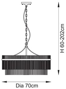 Endon 112574 - Lustr na řetězu MARIETTA GRAND 7xE14/7W/230V mosaz/čirá