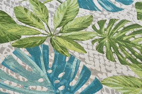 Hanse Home, Kusový koberec Flair 105617 Tropical Leaves Turqouise Green – na ven i na doma, 120x180, vícebarevná, chodba / předsíň