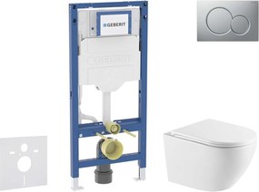 Geberit Duofix - Set předstěnové instalace, klozetu Oudee a sedátka softclose, tlačítko Sigma01, lakovaný matný chrom SANI11CA2110