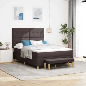 Postel s boxspringem s čelo Tmavě hnědá 200 x 140 cm textil 3344306