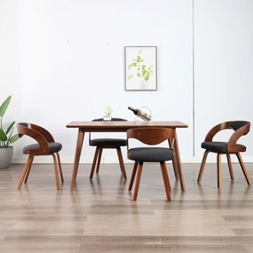vidaXL Jídelní židle 4 ks krémové ohýbané dřevo a umělá kůže [278846] Barva: šedá a tmavě hnědá