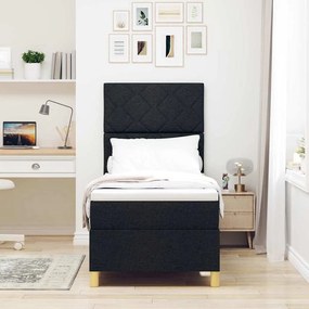 Postel s boxspringem s čelo Černá 80 x 200 cm textil 3339653