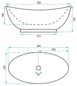 REA-U6803 - Umyvadlo na desku KATE 24,5x36,5 cm keramika/lesklá bílá