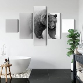 Vícedílný obraz Medvěd V Mlze 3D Nedostatek Nedostatek Přírodní plátno 250x150