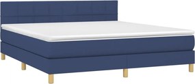 Box spring postel s matrací a LED modrá 180x200 cm textil 3133739