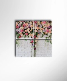 Malvis ® Obraz Stěna obklopená růžemi ROZMĚR (šířka x výška): čtyřdílný čtverec 80x80 cm