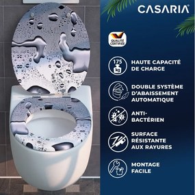 Casaria WC sedátko Waterdrops – soft-close, MDF, šedé