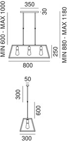 Il Fanale Designové závěsné svítidlo LONDON 300 x 800 mm