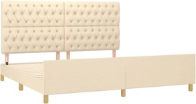 Rám postele s čelem krémový 200x200 cm textil 3125329
