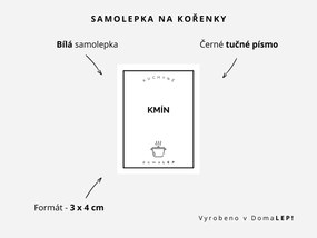 KMÍN - Samolepka na kořenky 3 x 4 cm - DomaLEP varianta: PRŮHLEDNÁ - základní písmo