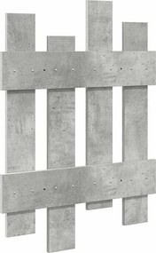 věšák, nástěnný, 4 prkna, háčky, kompozitní dřevo, 82x60x3 cm, beton šedá, Dekorino TK20260008