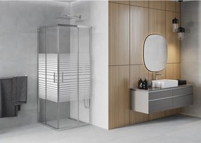 Mexen RIO - Čtvercový sprchový kout 80x80 cm, průhledná / pásy, 860-080-080-01-20