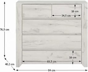 Komoda typ 43, 5S, bílá / craft, ANGEL