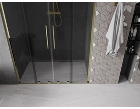 Mexen Velar L Duo, posuvné sprchové dveře do otvoru 150 cm, 8mm šedé sklo, zlatá lesklá, 871-150-003-42-50