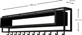 Nástěnný věšák z dubového dřeva v přírodní barvě/taupe s poličkou 118 cm School – Spinder Design