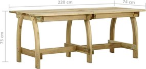 Zahradní stůl 220 x 74 x 75 cm impregnované borové dřevo 318405