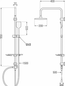 Mexen sprchový set T62 s horní hlavicí 20x20 cm, chromová, 798626293-00