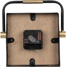 Designové černé hranaté stolní hodiny s kovovým madlem - 19*5*19 cm / 1*AA