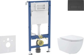 SANITINO - Set předstěnové instalace, klozetu Oudee a Slim sedátka softclose, tlačítko Delta50, matná černá SANI11CA5194