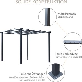 Outsunny pavilon růží stabilní oblouk pro rostliny jako pomůcka pro šplhání kovový odolný proti povětrnostním vlivům černý 2,97x2,95x2,3 m pro zahrad…