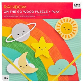 Petit Collage Robustní dřevěné puzzle Rainbow