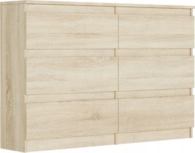 Komoda 120 CM Skříňka 6 Zásuvek R-120 Sonoma