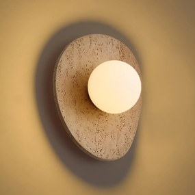 Nástěnná lampa Japandi organická z přírodního kamene s opálovým sklem - Josie