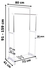 Stojan na oblečení s kolečky Iga bílý
